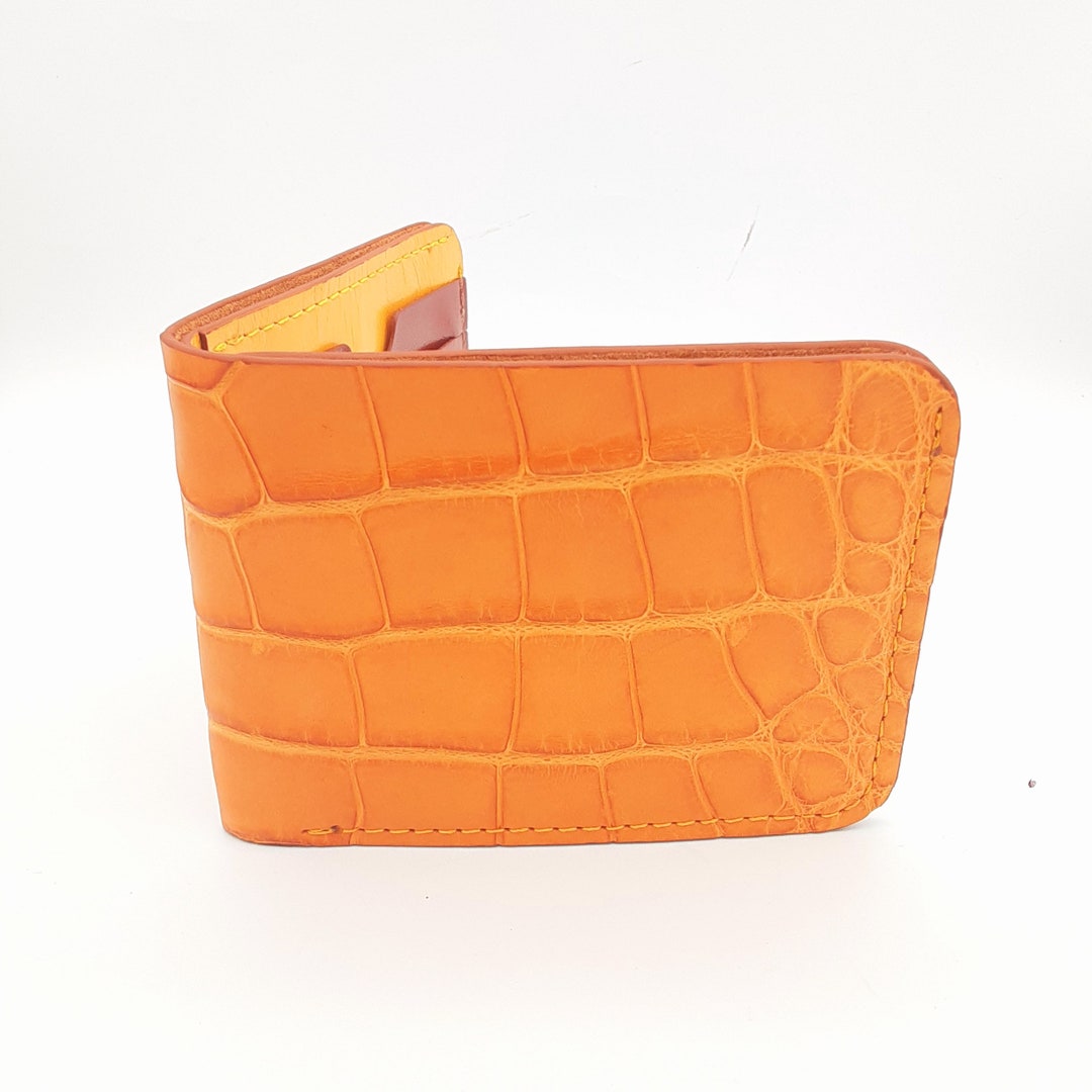 American Alligator Bifold Wallet, Exotic Leather Billfold, Men's Luxury ...