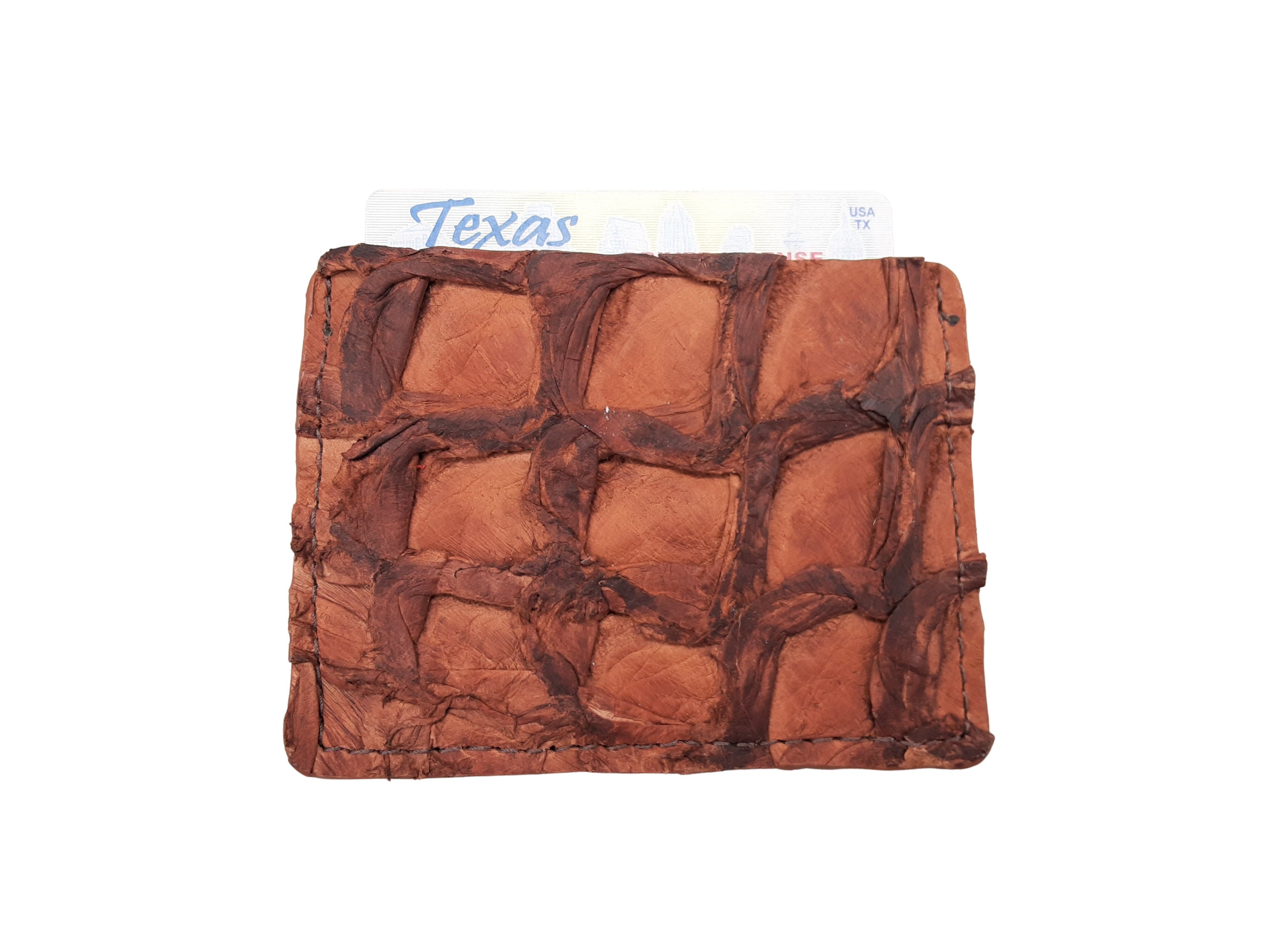 Exotic Leather Front Pocket Wallet - Matte Chestnut Arapaima Pirarucu ...