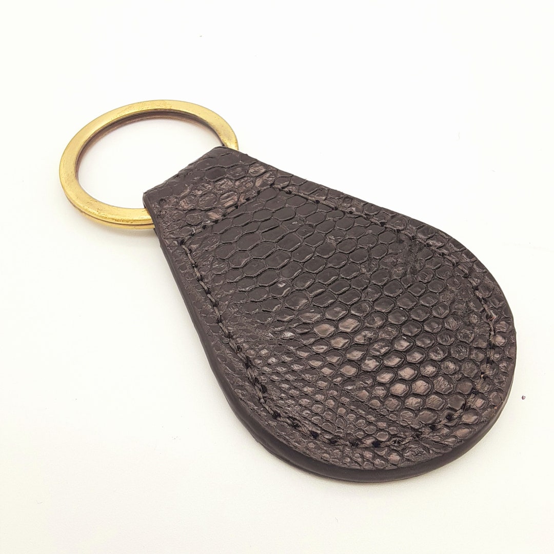 Black Teju Lizard Brass Keyring, Handmade Exotic Leather Keychain ...