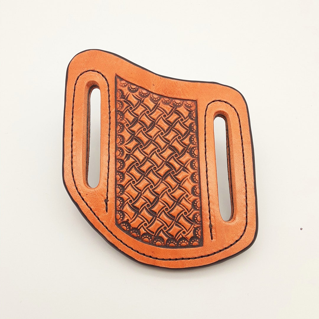 Hand Stamped Case Trapper Pancake Style Pocket Knife Sheath Handmade ...