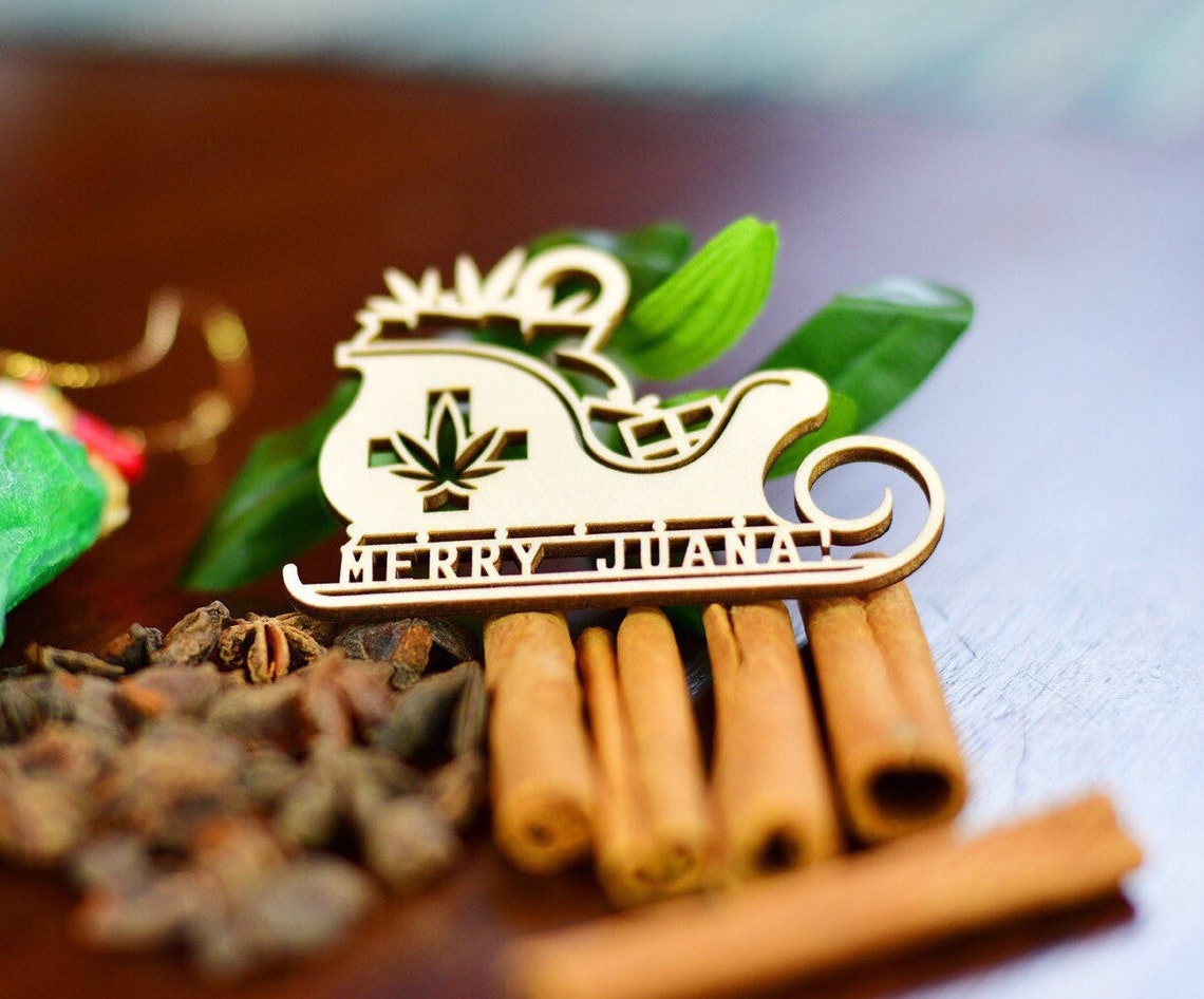 Santa's Dispensary Sleigh, Cannabis Christmas Ornament and Weed Themed ...