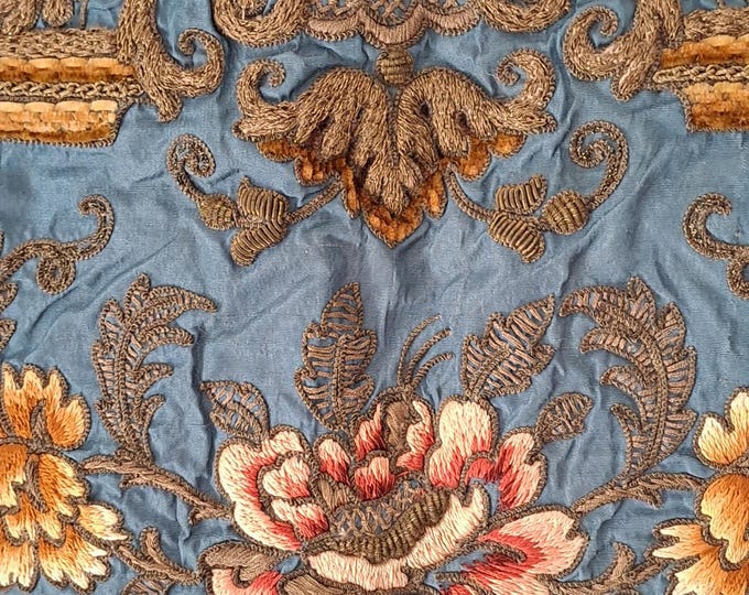 Antique Portiere Panel Embroidered Silk and Metallic Lace - Etsy