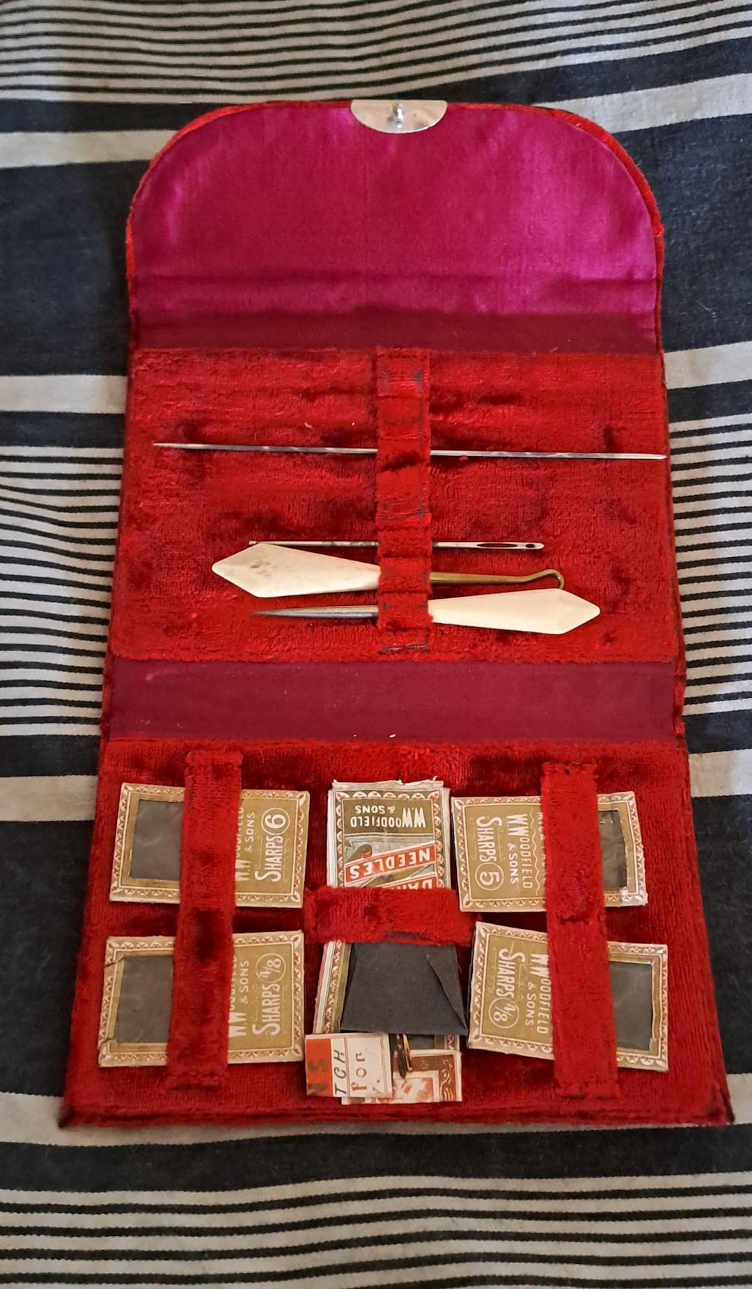 Vintage French Velvet Sewing Needle Case - Etsy