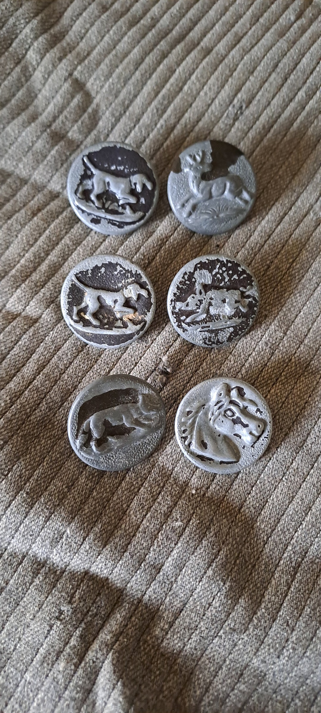 Set of 6 Large Metal French Animal Hunting Buttons - Etsy