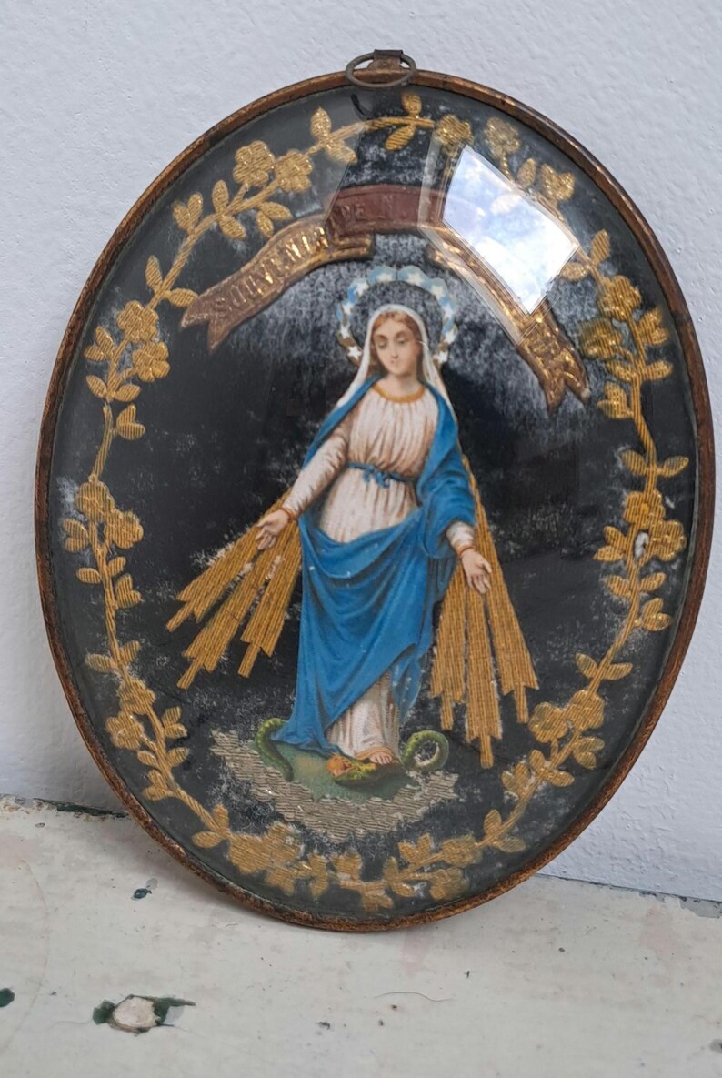 Antique French Our Lady Decoupage Picture - Etsy