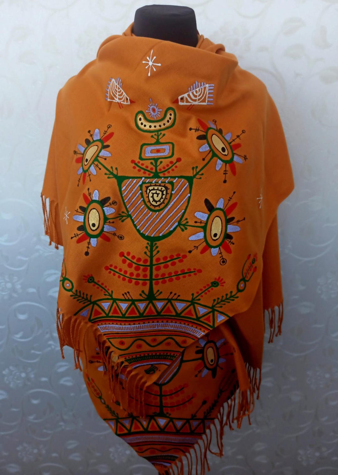 Tree of Life on a Stole ,large Scarf, Wedding Accessory, Women's Cover ...