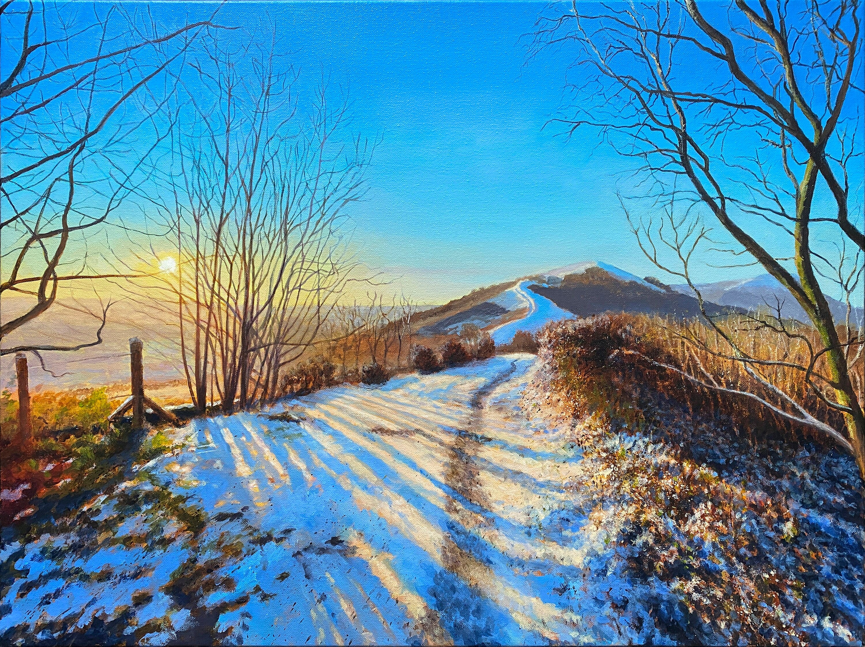 Dawn Light, Snow on the Malvern Hills Fine Art Giclée Print, by Ivan ...