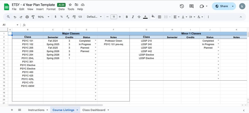 4 Year Plan Template - Etsy