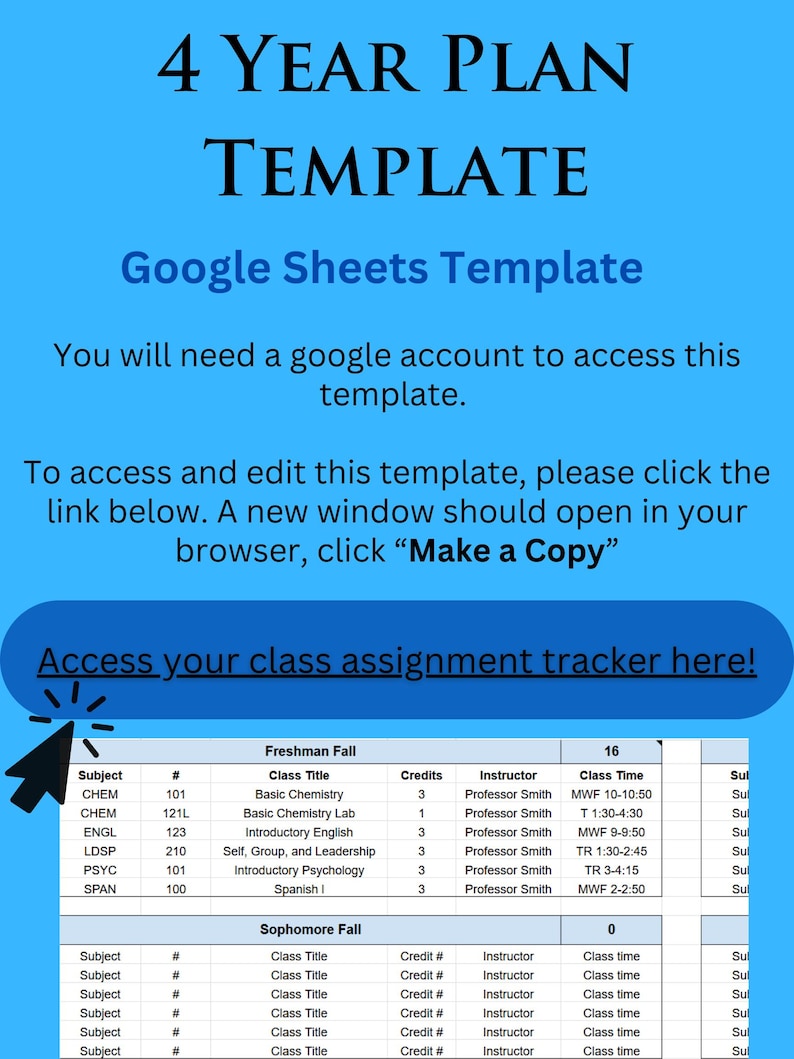 4 Year Plan Template - Etsy