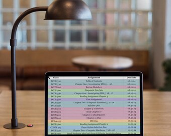 Assignment Tracker Spreadsheet Google Sheets Template for College and ...