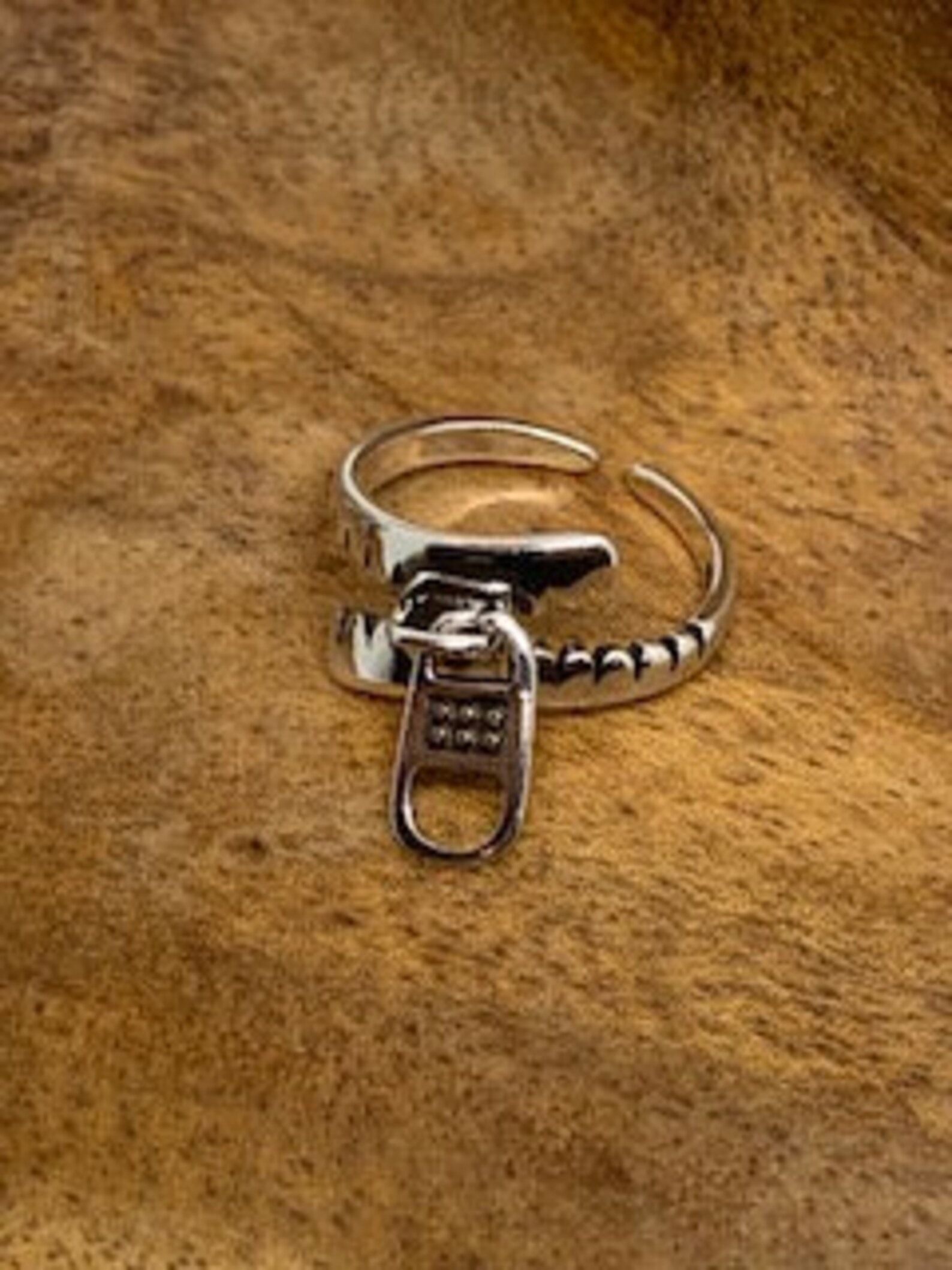 Vintage 925 Silver Zipper Ring | Etsy