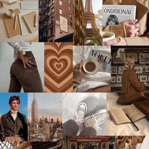 Brown Aesthetic Wall Collage Kit 45 + Pieces Beige Coffee Brown ...