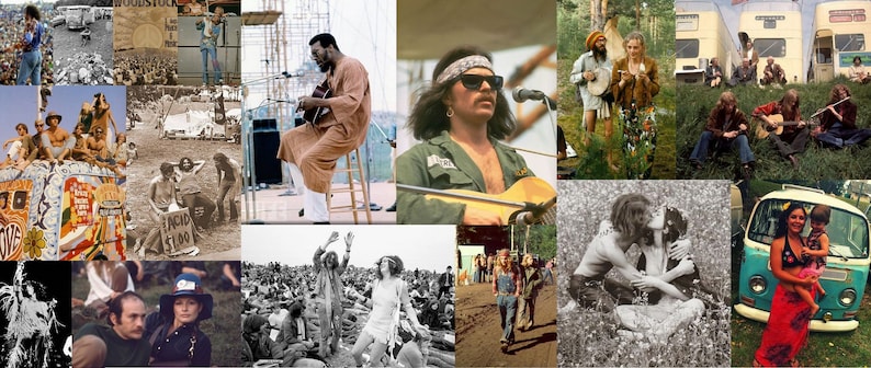 Woodstock Wall Collage Kit 88 Pieces / 1969 Hippie Era / Concert ...