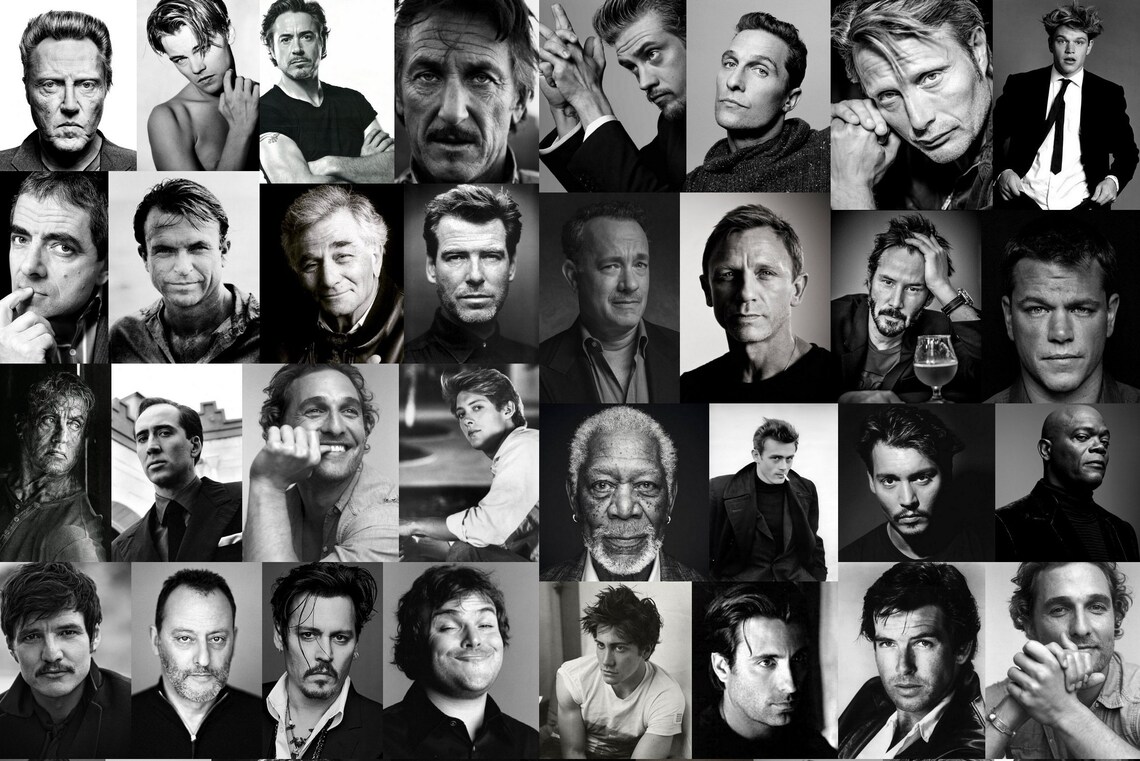 Actors Aesthetic Wall Collage Kit 160 Pieces / Black and White Portrait ...