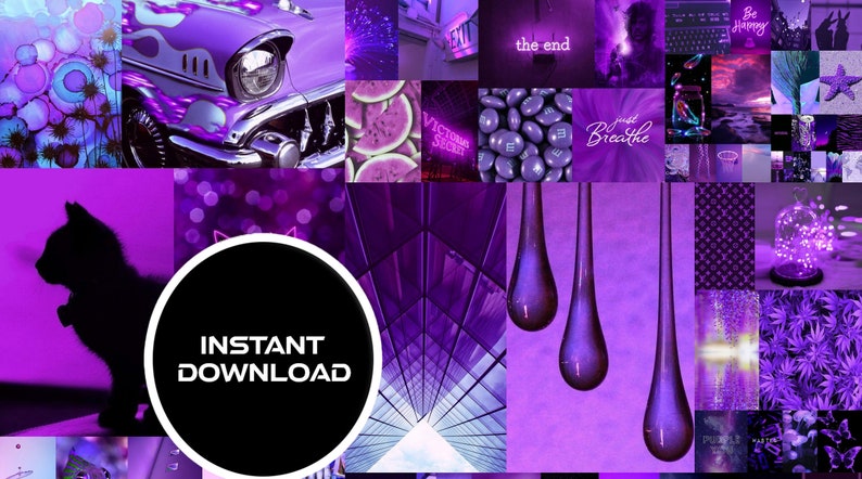 Purple Aesthetic Collage Kit 90+ Pieces Printable - Etsy