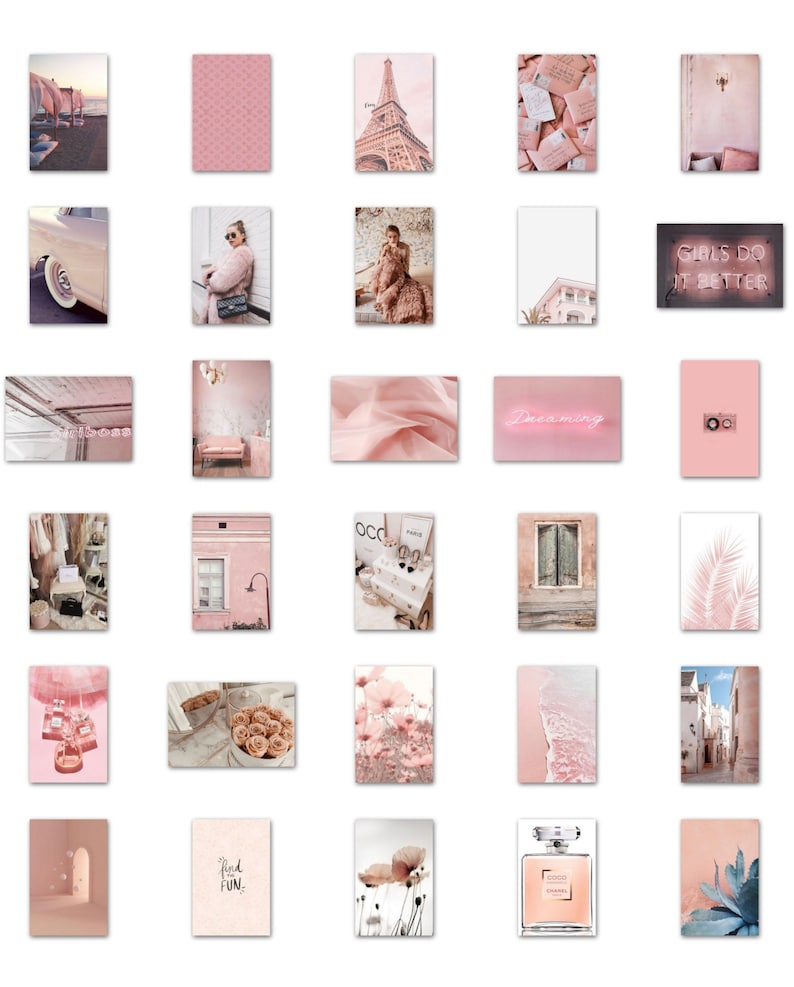 Boujee Blush Pink Aesthetic Photo Collage Kit of 80 Pieces / Blush ...