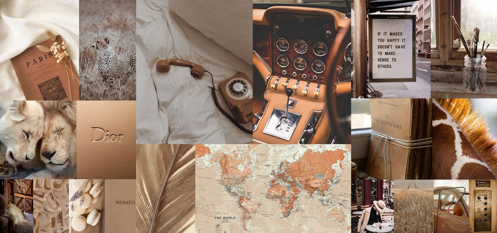 Boujee Light Brown Aesthetic Photo Collage Kit of 70 Pieces / Beige ...