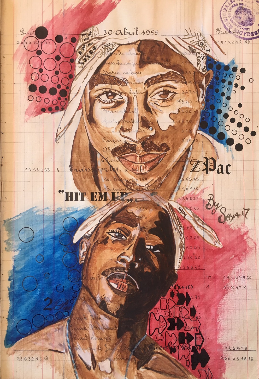 2pac Watercolor Painting on a Vintage Sheet - Etsy