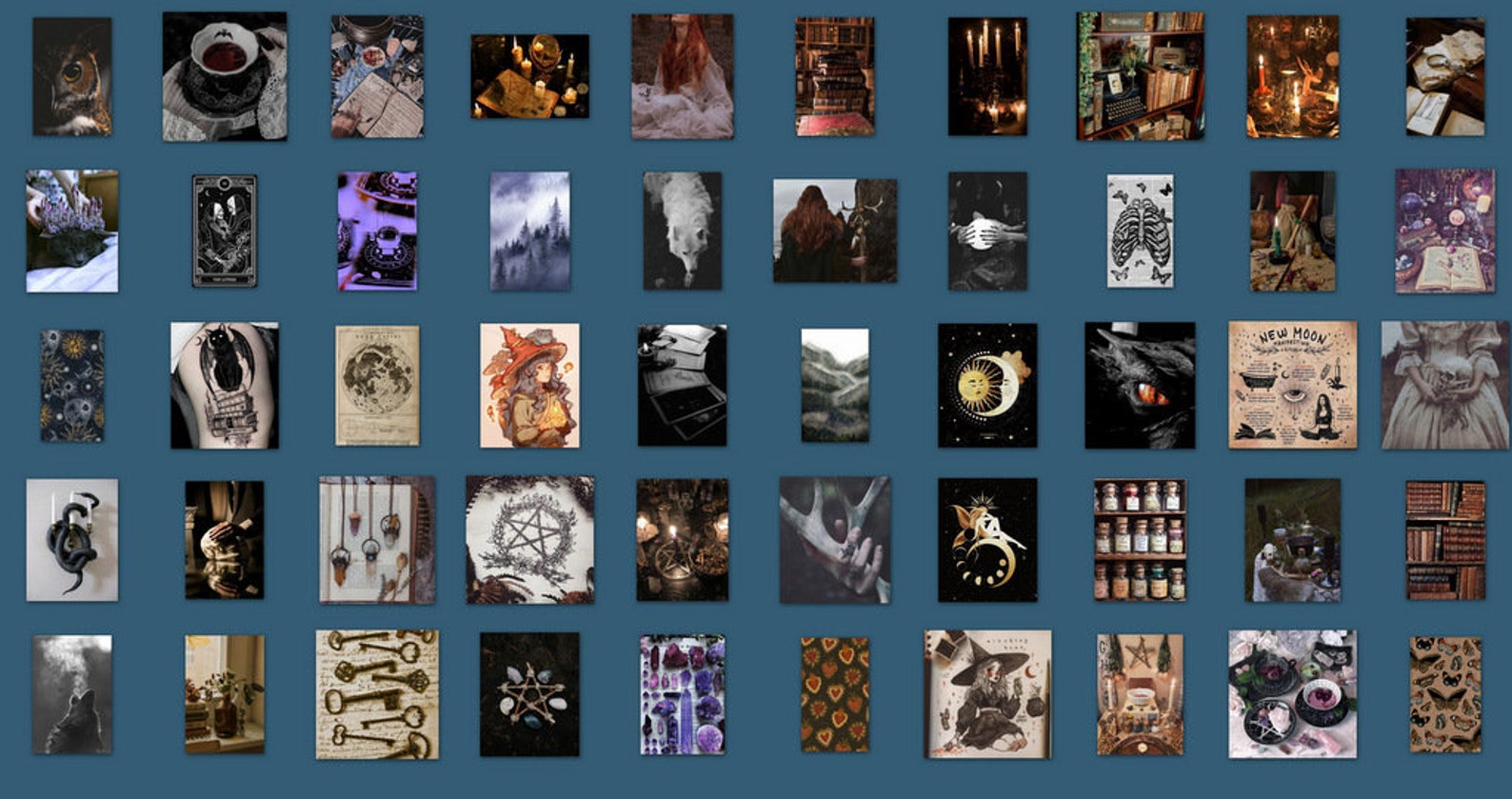 Witch Aesthetic Wall Collage Kit 50 Pieces Witchcraft Black - Etsy