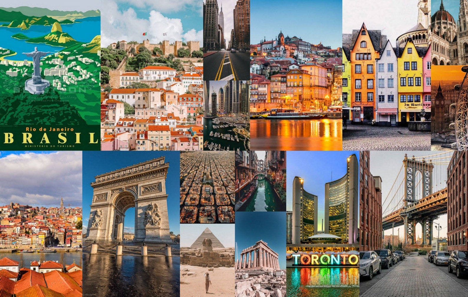 World Cities Aesthetic Wall Collage Kit 50 Pieces Paris London New York ...