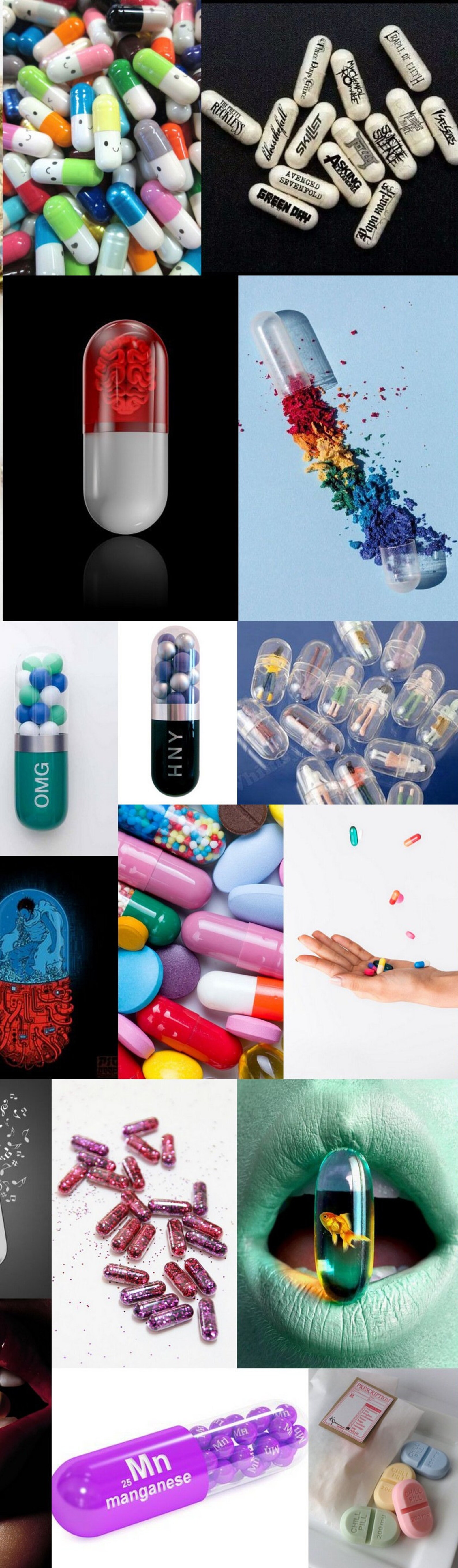 Pill Aesthetic Wall Collage Kit 70 Pcs Printable Multi Colors Pills ...