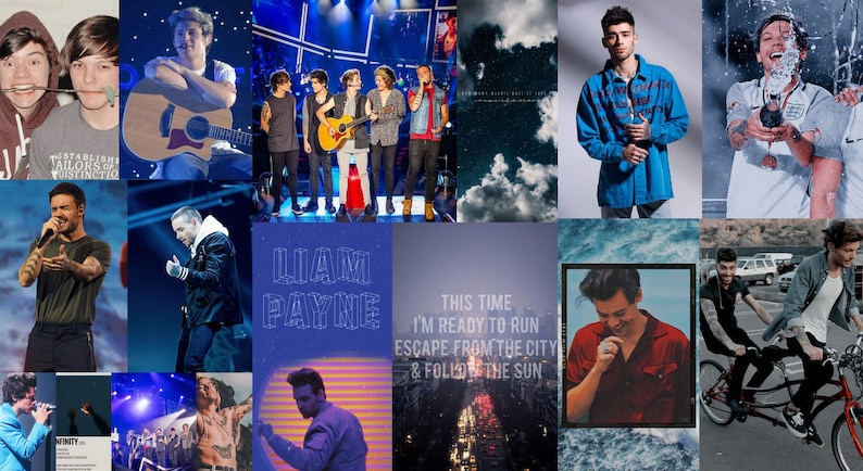 One Direction Blue Aesthetic Wall Collage Kit 50 Pieces / 1D Harry ...