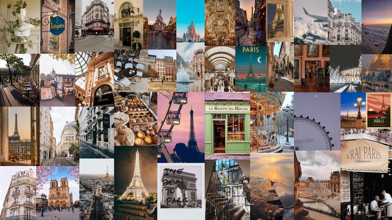 Paris Aesthetic Wall Collage Kit 40 Piezas imprimibles ciudad de amor ...