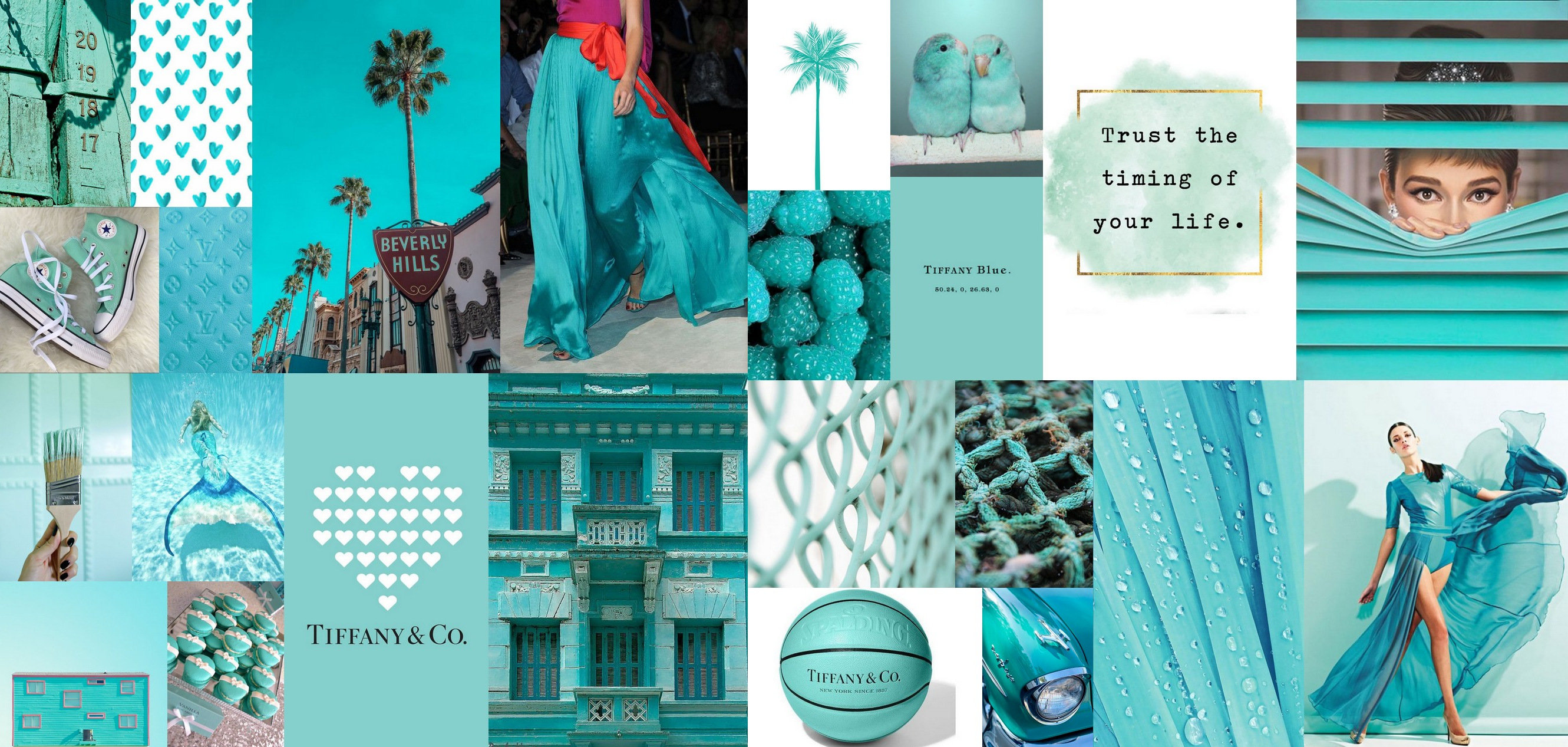 Boujee Turquoise Blue Aesthetic Photo Collage Kit of 90 Pieces - Etsy