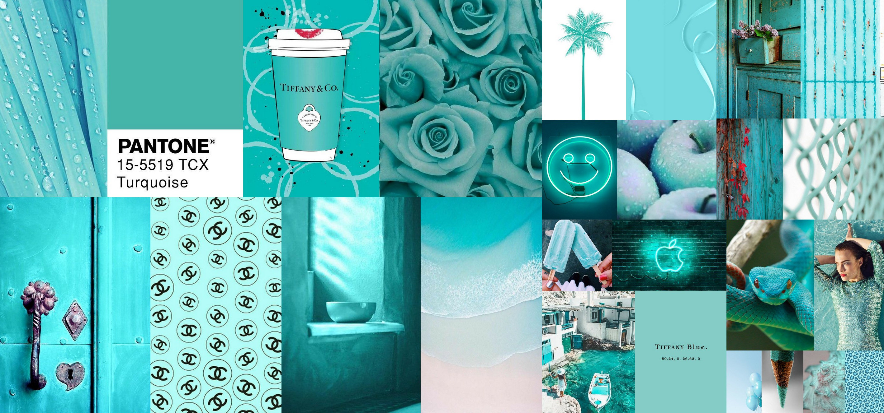Boujee Turquoise Aesthetic Wall Collage Kit digital Download of 130 ...