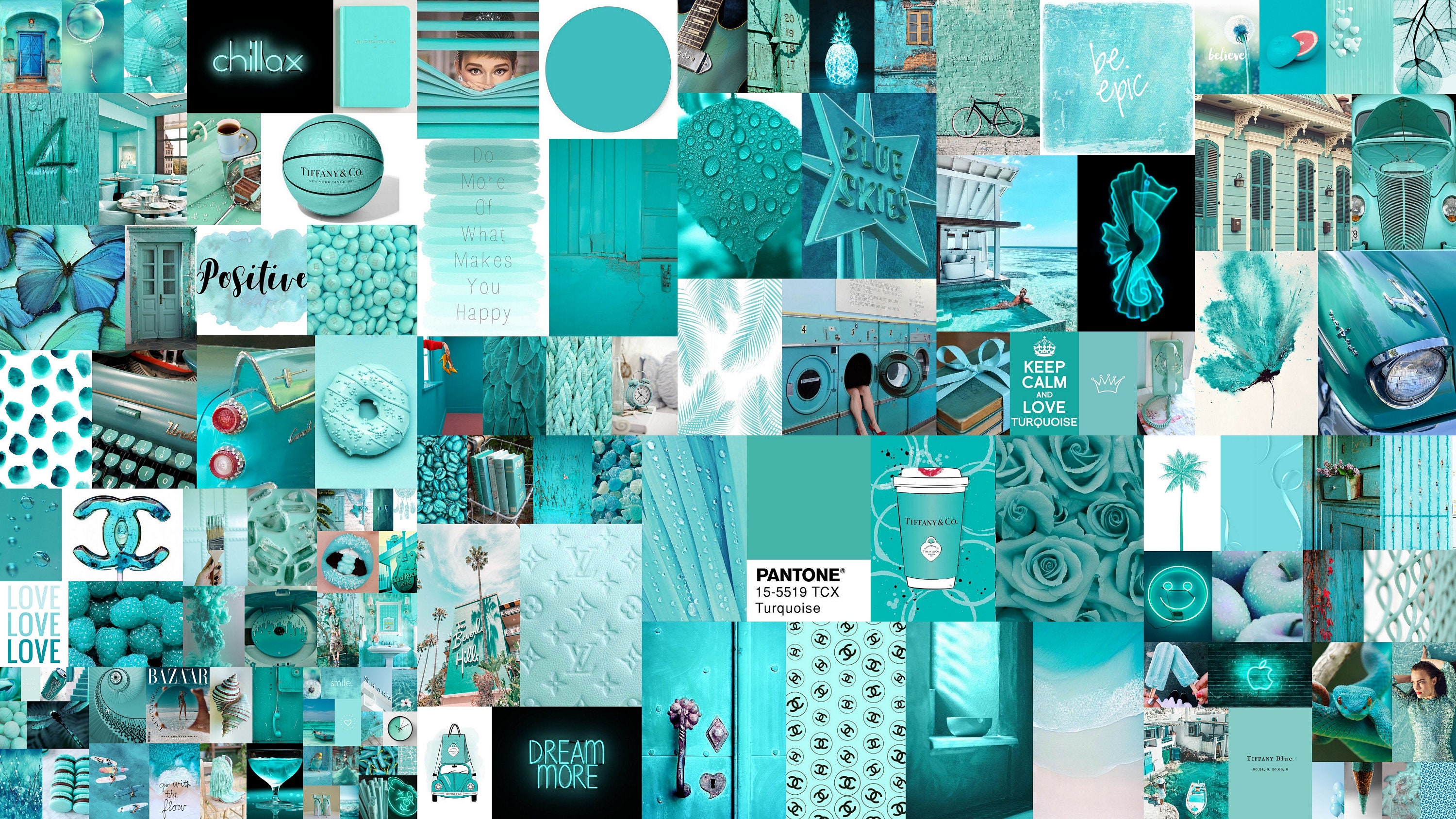 Boujee Turquoise Aesthetic Wall Collage Kit digital Download - Etsy ...