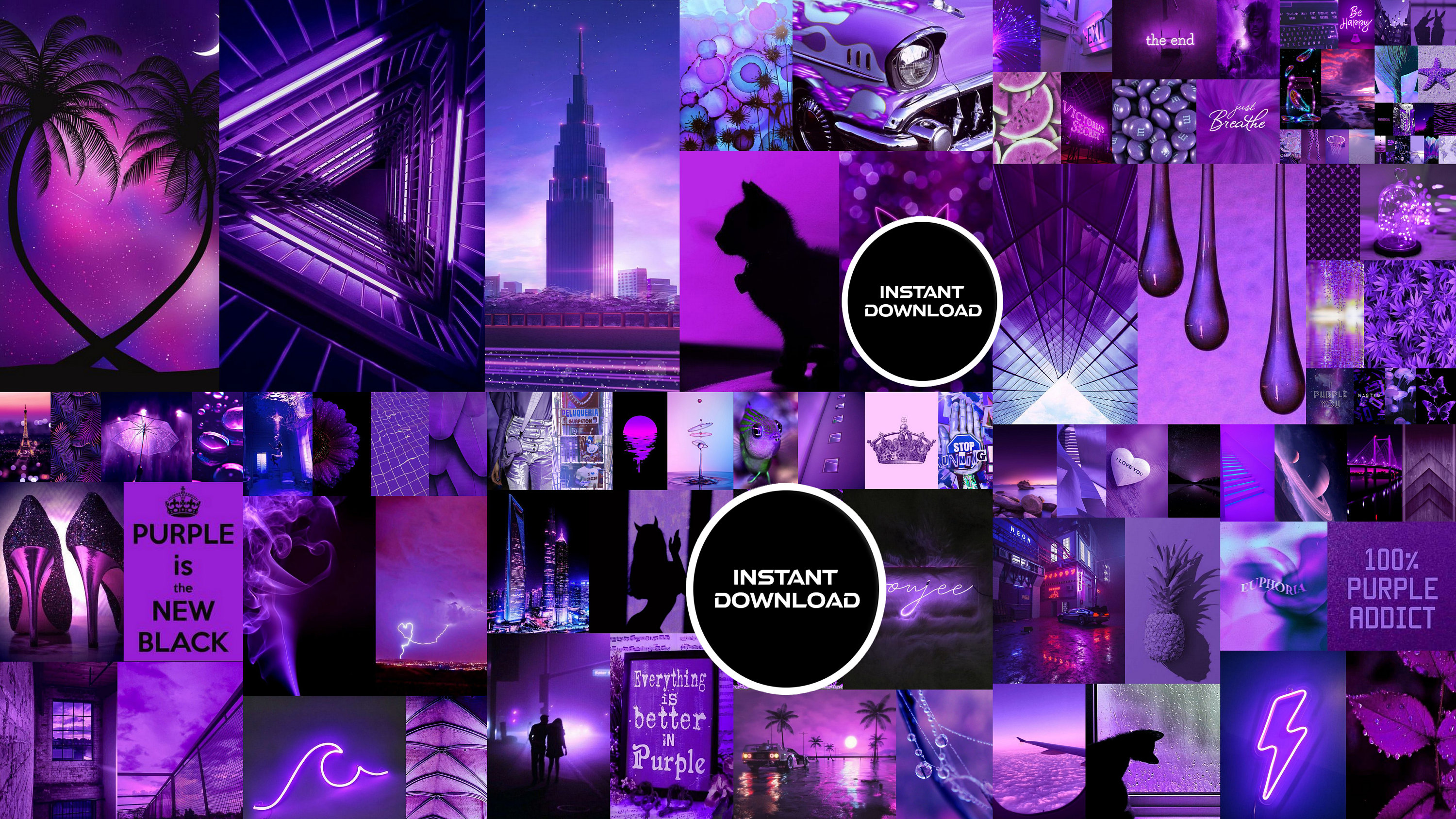 Purple Aesthetic Collage Kit 90+ Pieces Printable - Etsy