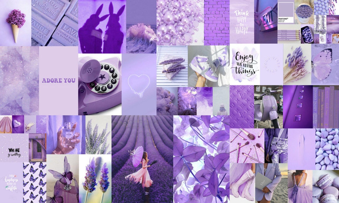 Lavender Aesthetic Wall Collage Kit 60 Pieces Ready to Print Sweet ...