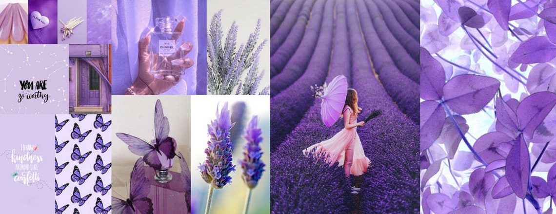 Lavender Aesthetic Wall Collage Kit 60 Pieces Ready to Print Sweet ...