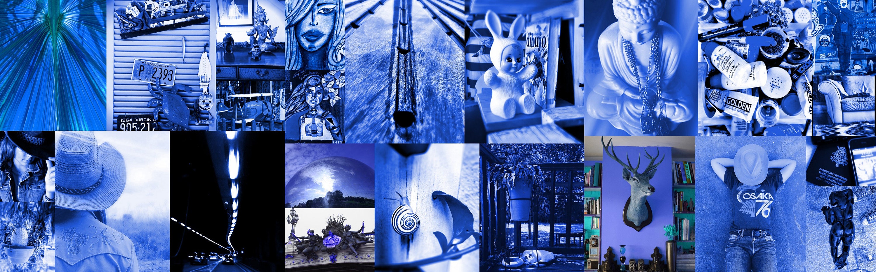 Electric BLUE Aesthetic Photo Collage Kit 54 Pieces Original Pictures ...