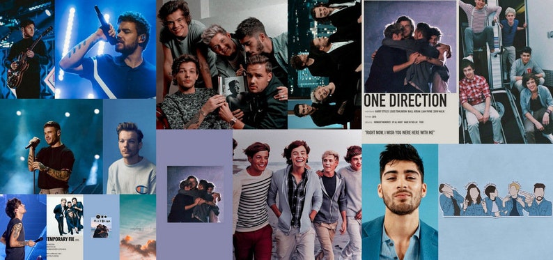 One Direction Blue Aesthetic Wall Collage Kit 50 Pieces / 1D Harry ...