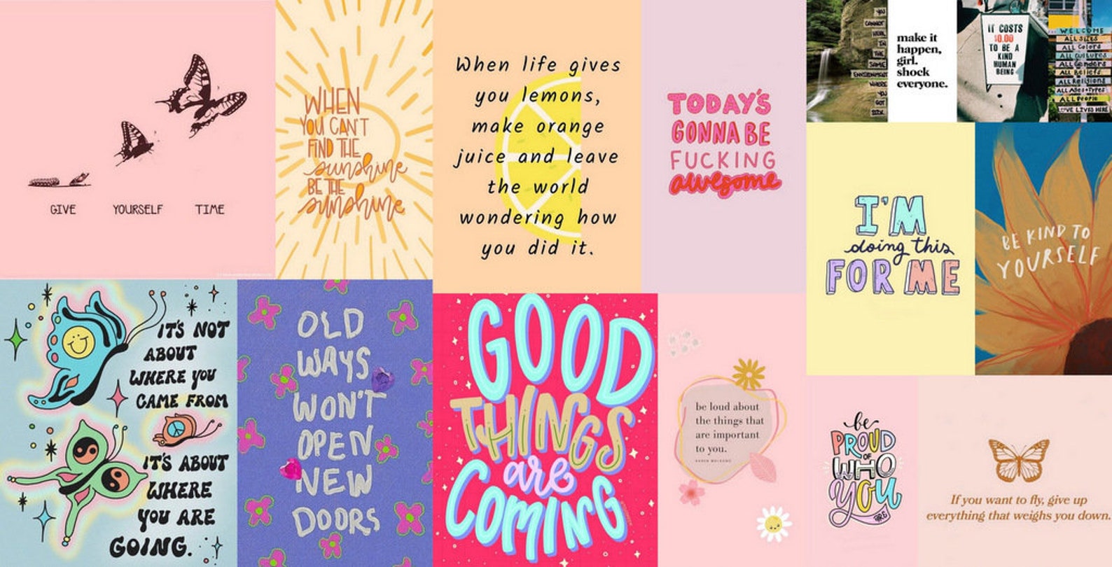 Inspirational Quotes Aesthetic Wall Collage Kit 50 Pieces Printable ...