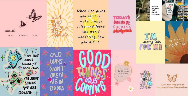 Inspirational Quotes Aesthetic Wall Collage Kit 50 Pieces Printable ...