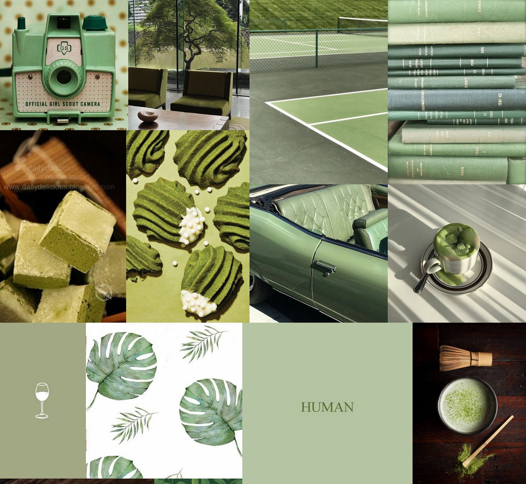 Macha Green Aesthetic Collage Kit of 80 Printable Picture Green Vibes ...
