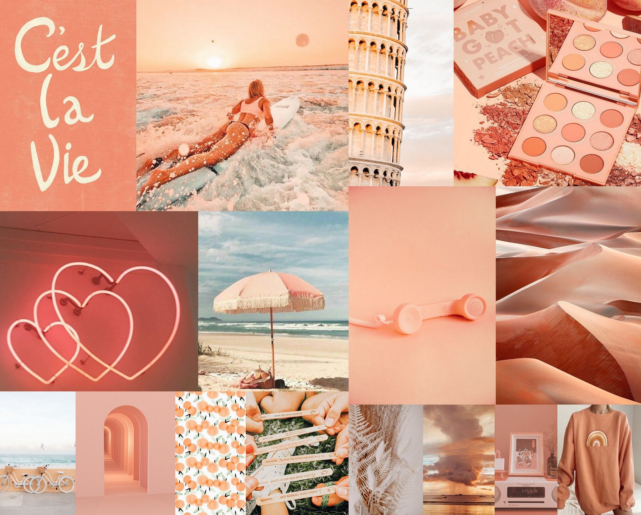 Peachy Aesthetic Wall Collage Kit 90 Pieces / Peach Vibe Tone - Etsy