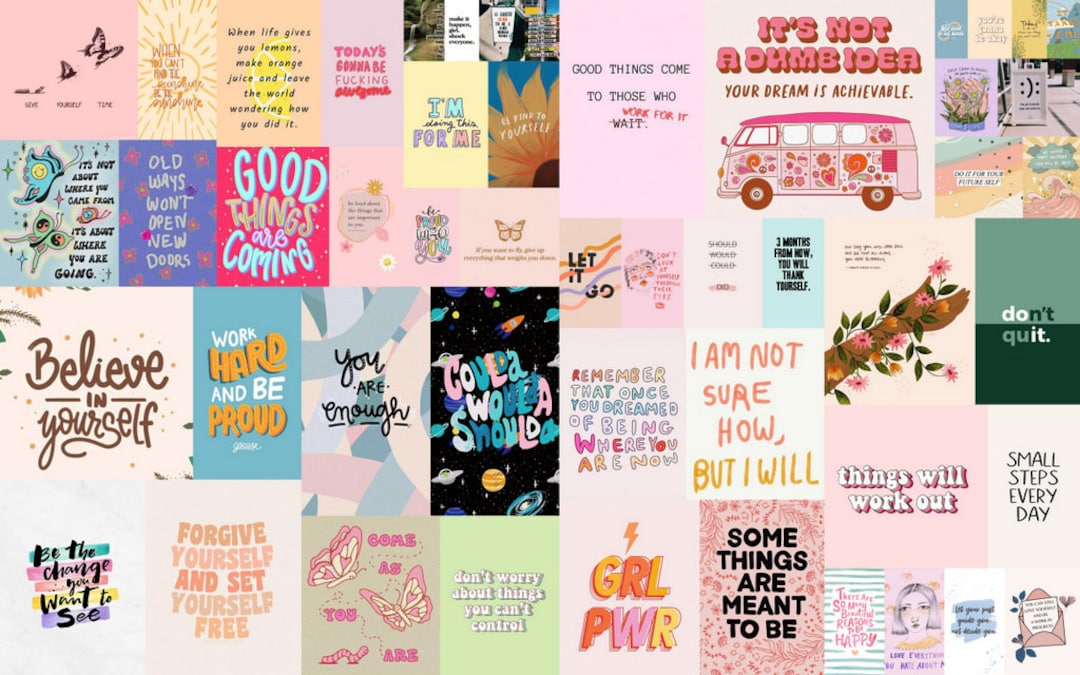 Inspirational Quotes Aesthetic Wall Collage Kit 50 Pieces Printable ...