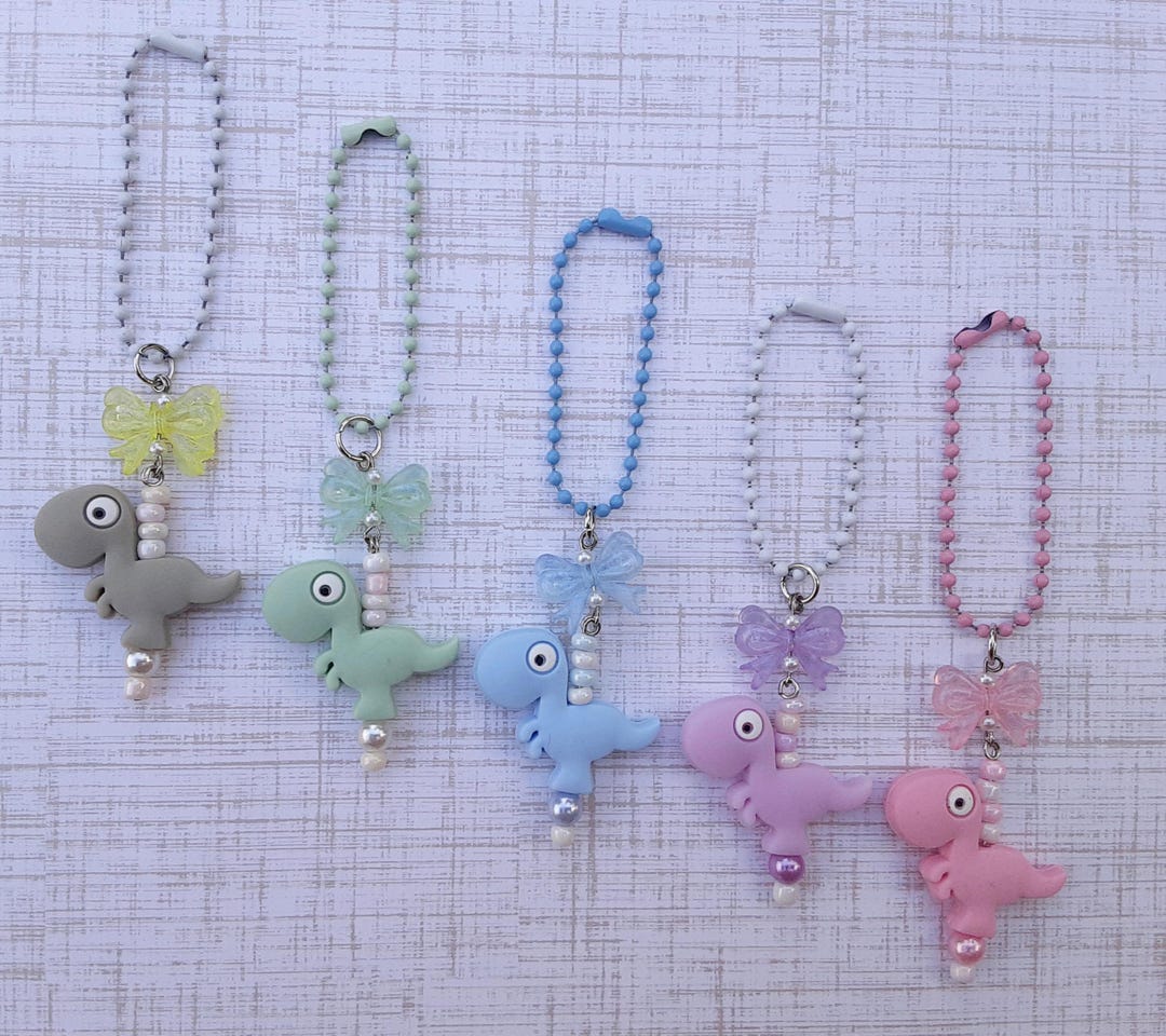 Baby Dinosaur Bow Bag Charm Kawaii Dino Cute Aesthetic Keychain for ...