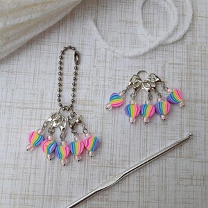 Rainbow Heart Stitch Marker Set Progress Markers for Crochet Colorful ...