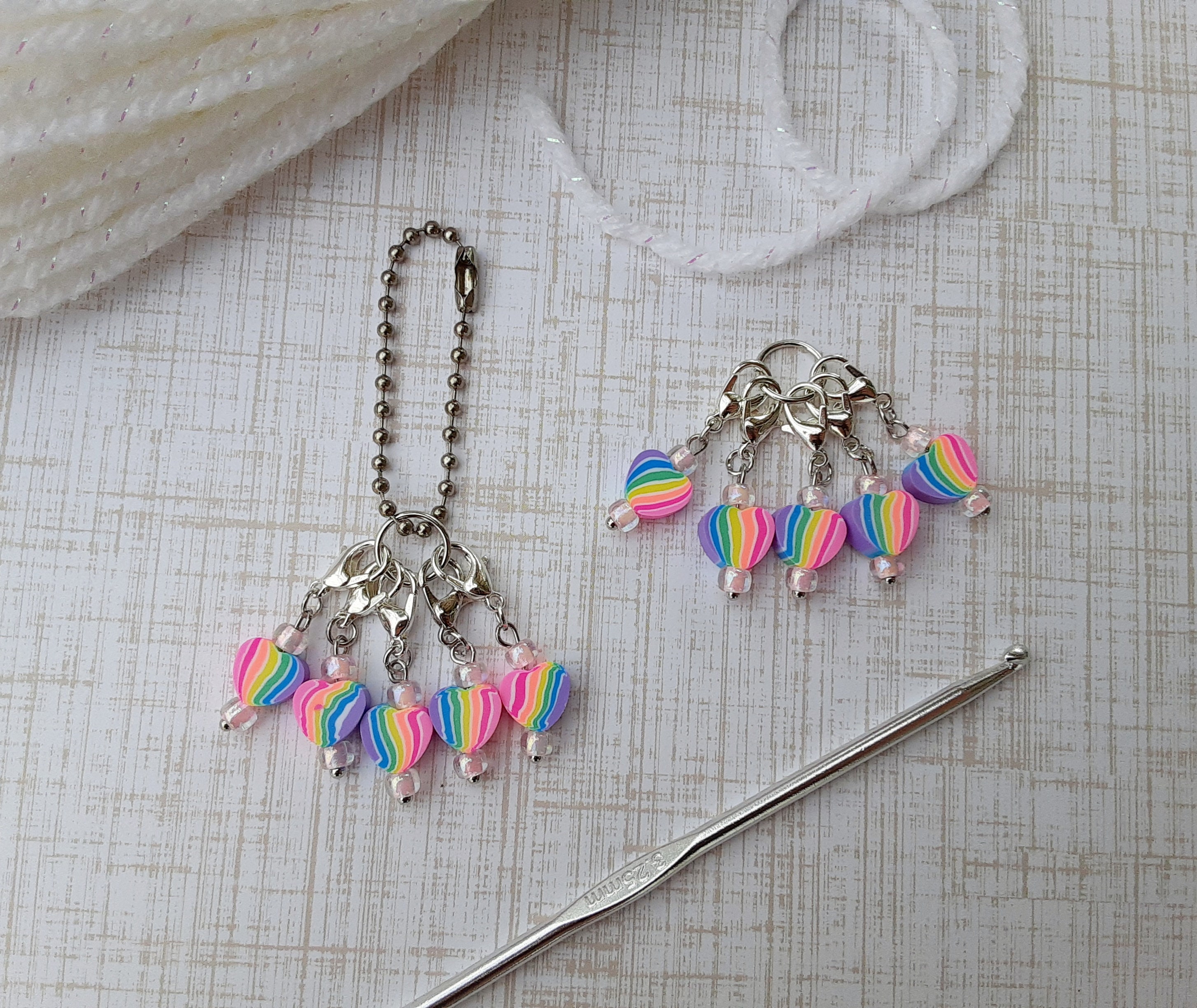 Rainbow Heart Stitch Marker Set, Place Markers for Knitting and Crochet ...