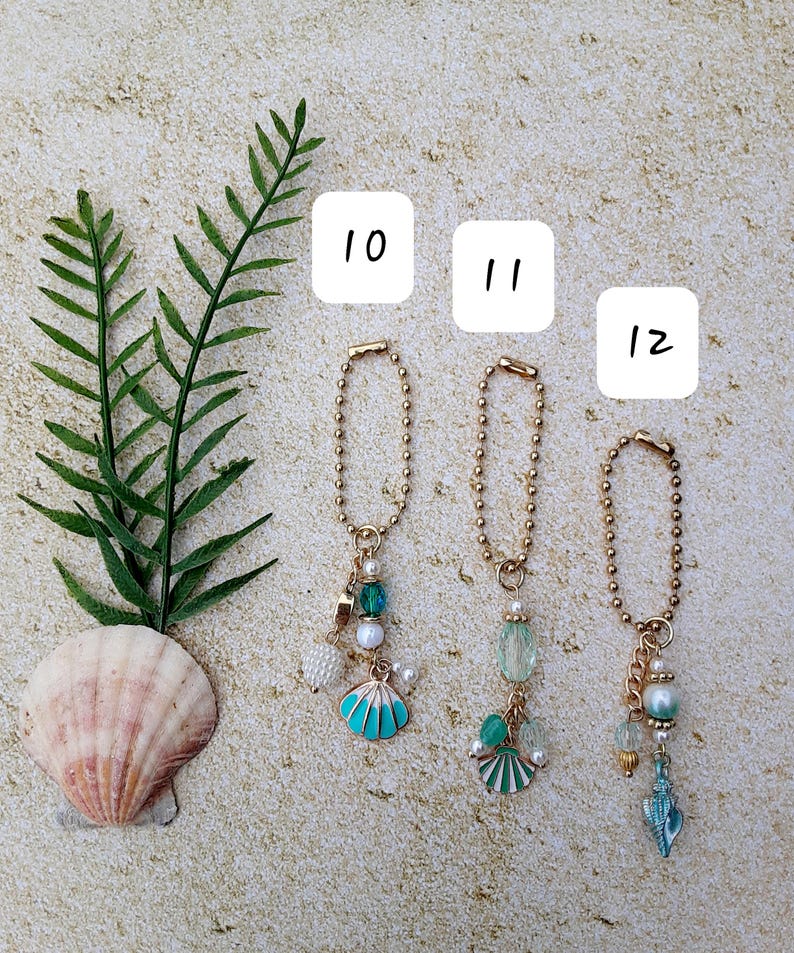 Blue Mermaid Ocean Beachy Purse Charms Starfish Seashell Beaded Pearl ...