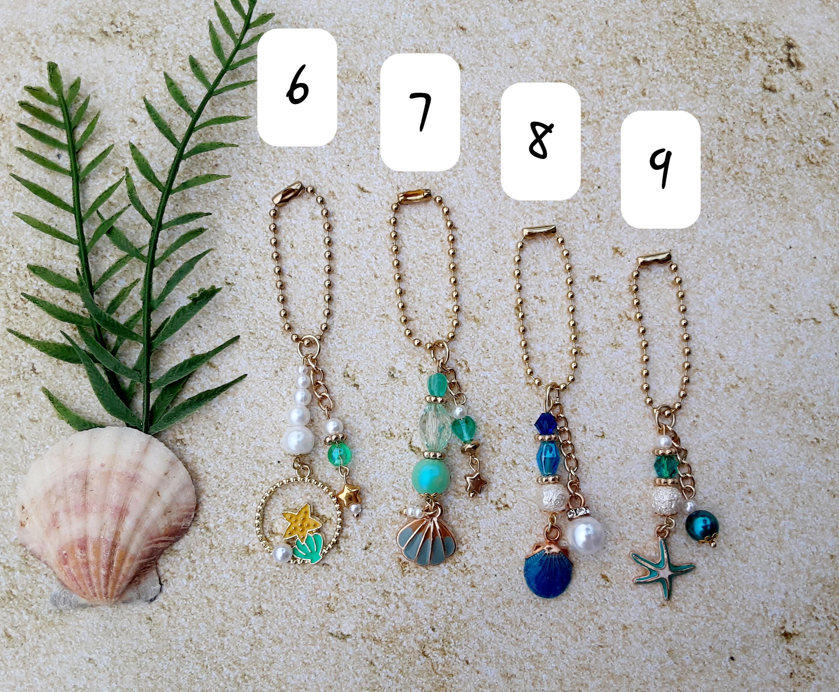 Blue Mermaid Ocean Beachy Purse Charms Starfish Seashell Beaded Pearl ...