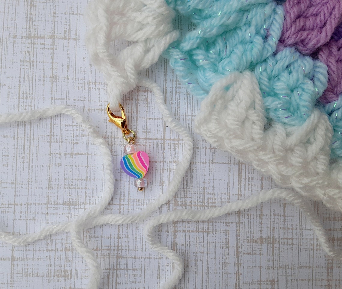 Rainbow Heart Stitch Marker Set, Place Markers for Knitting and Crochet ...