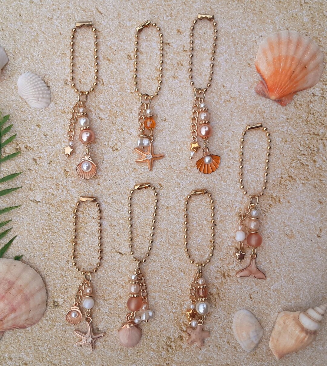 Golden Ocean Beachy Purse Charms Journal Planner Charm Beaded Accessory ...