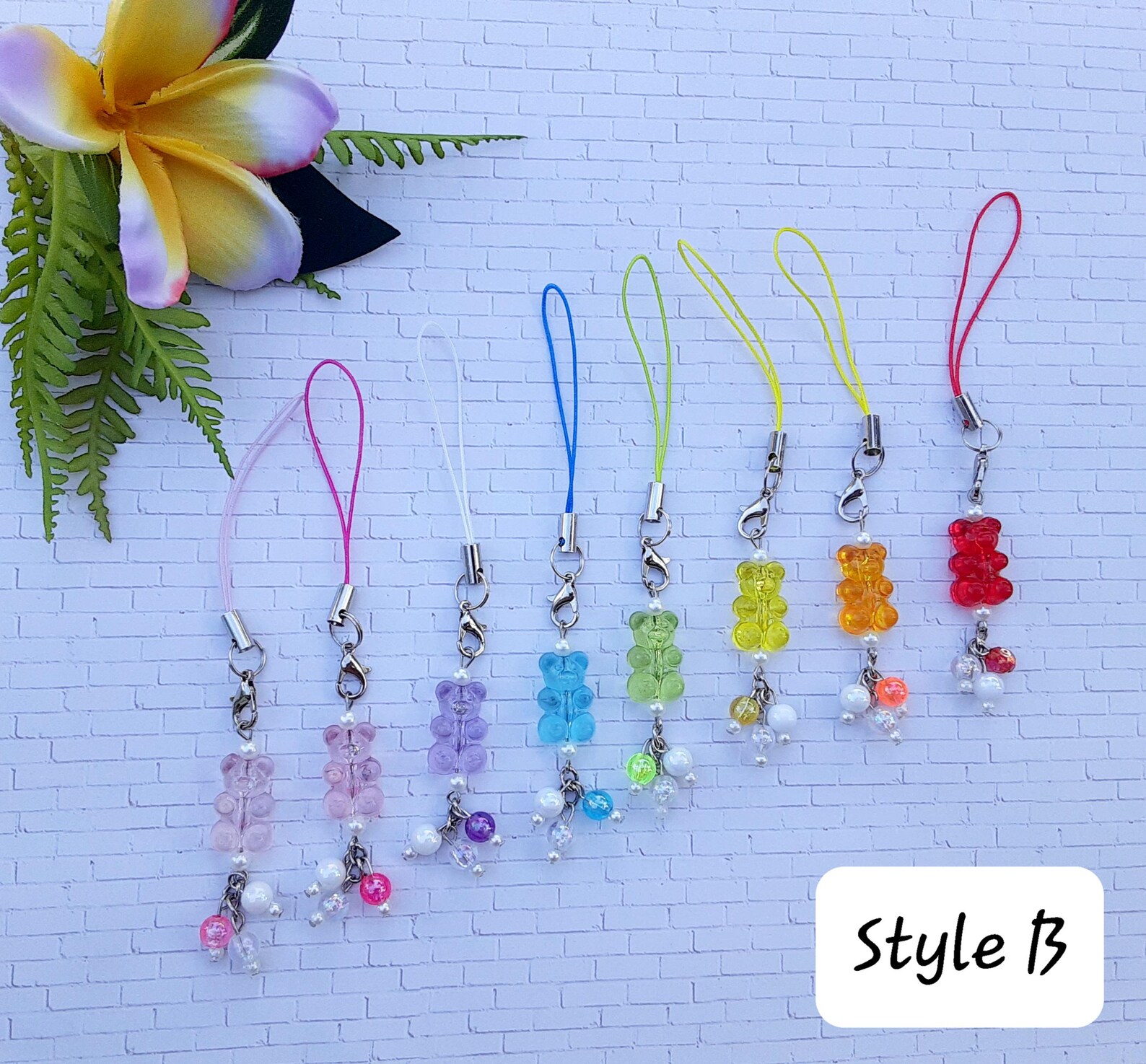 Gummy Bear Dangle Keychain Teddy Bear Handbag Charm Bright Colorful ...