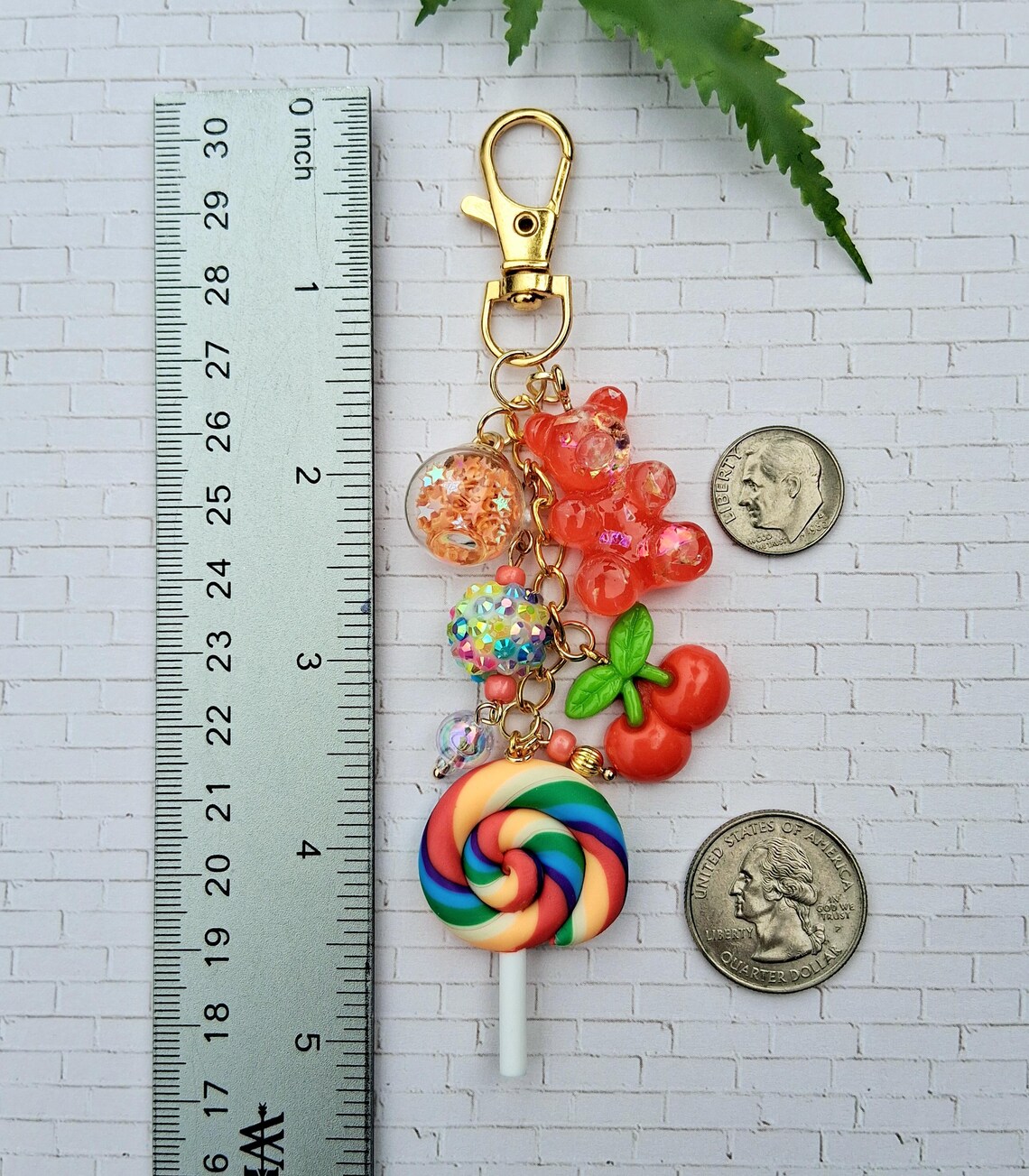 Gummy Bear Lollipop Keychain, Cherry Candy Purse Charm, Keychain ...