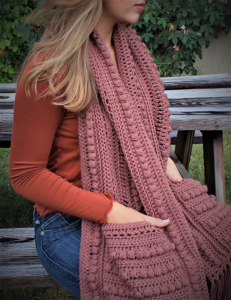 Crochet Pocket Scarf-pattern ONLY- the Dani Pocket Scarf - Etsy